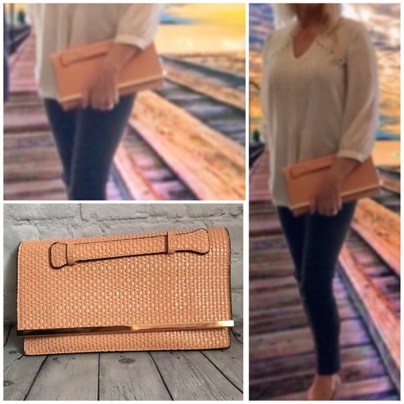 Bags | Envelope Clutch Faux Leather Weave Pattern | Poshmark